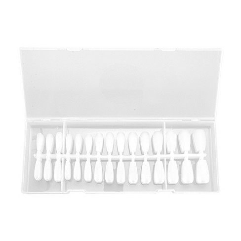 Unique Bargains Women's Medium Long Trapezoid Fake Nails Clear 1 Set ...