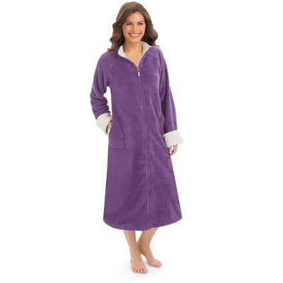 Collections Etc Zip Front Plush Knit Robe Medium Purple Robe & Gown ...