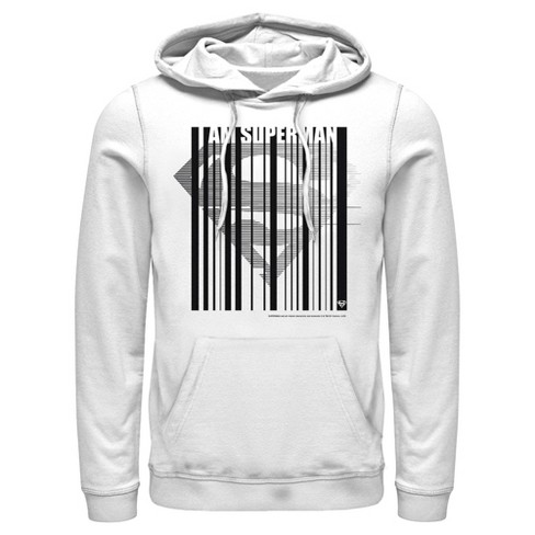 Men's Superman Logo Hero Barcode Pull Over Hoodie - White - Small : Target