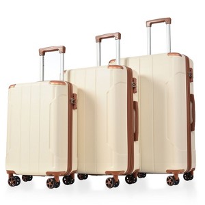 3-Piece Expandable Hardshell ABS Luggage Set with Double Spinner Wheels ...
