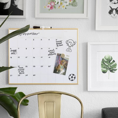U Brands 16"x20" Dry Erase Calendar Board Gold : Target