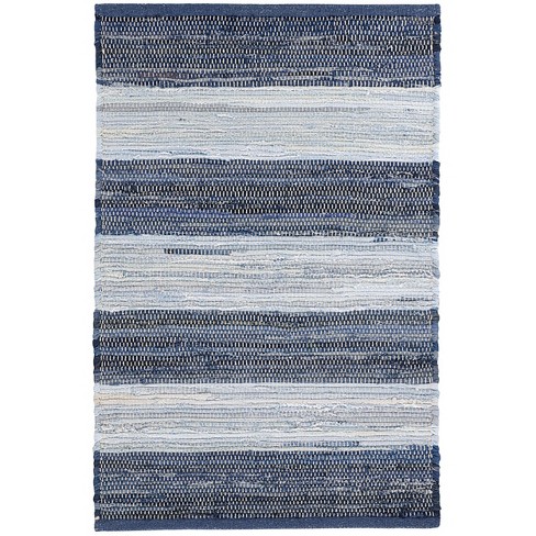 Home Conservatorystriped Rag Handwoven Cotton Area Rug, 5' X 8', Blue ...
