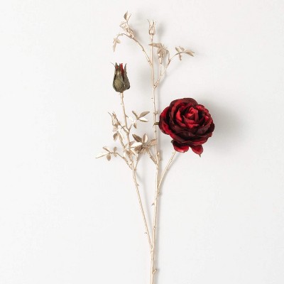 Artificial Gilded Red Rose Stem Multicolor 31"h : Target
