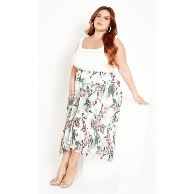 Women's Plus Size Natalie Print Skirt - Ivory | City Chic : Target