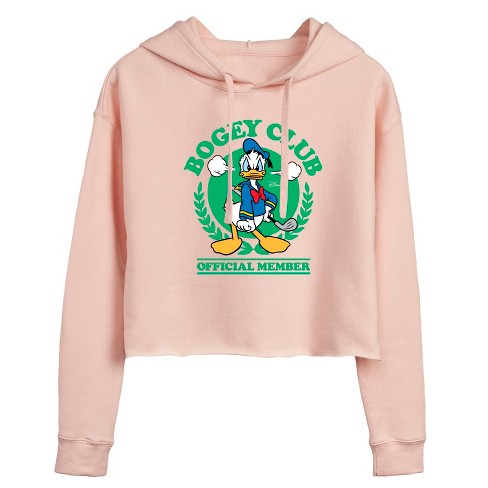 Women's Disney Donald Duck Bogey Club Cropped Graphic Hoodie - Blush ...