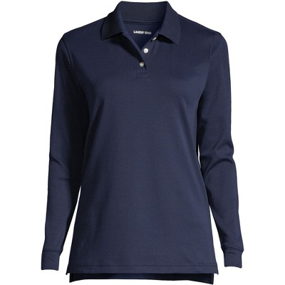 Lands' End School Uniform Women's Tall Long Sleeve Interlock Polo Shirt ...