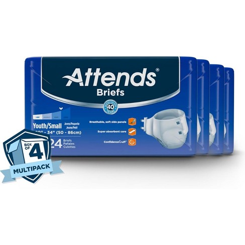 Attends Adult Unisex Briefs With Refastenable Tabs : Target