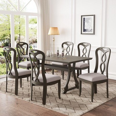 Costway 5-piece Dining Set Solid Wood Kitchen Furniture With ...
