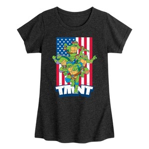 Girls' Teenage Mutant Ninja Turtles Usa Turtles Fitted Short Sleeve Graphic T-shirt - Heather ...