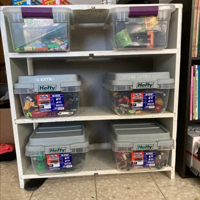 Hefty 18qt Plastic Storage Bin With Gray Hi-rise Stackable Lid : Target