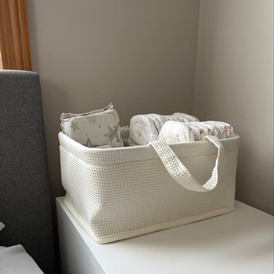 Waffle Weave Rectangular Diaper Caddy With Handles - Cloud Island™ Pink ...