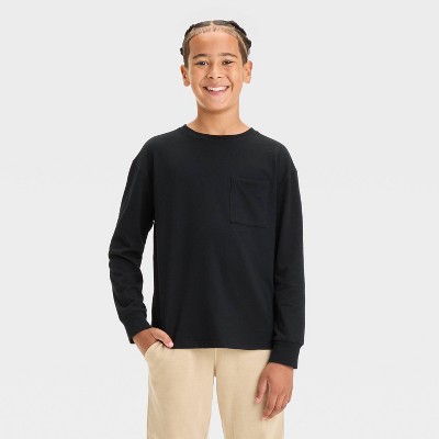 Boys' Long Sleeve Knit T-shirt - Art Class™ Black Xxl : Target