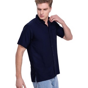 HAPPY BAY Men's Short Sleeve Button Down Solid Shirt Casual Collar ...