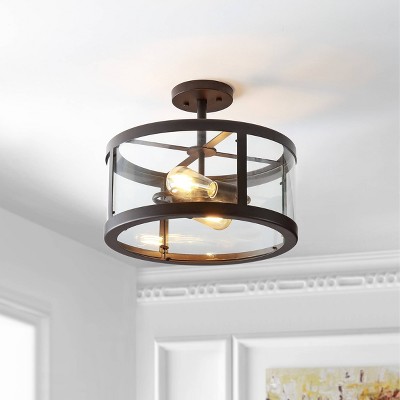 15" Iron And Glass Herndon Modern Led Flush Mount - Jonathan Y : Target