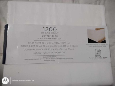 Full 1200 Thread Count Cotton Rich Sateen Sheet Set White - Color Sense ...