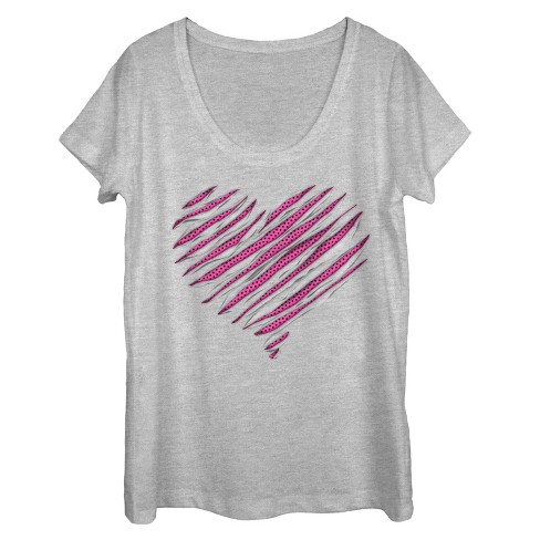 Women's Lost Gods Valentine's Day Shredded Heart Scoop Neck : Target