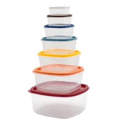 Sharpchef 14pc Square Plastic Food Storage Container Set, Stackable ...