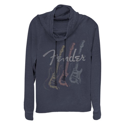 Junior's Fender Triple Fret Logo Cowl Neck Sweatshirt : Target