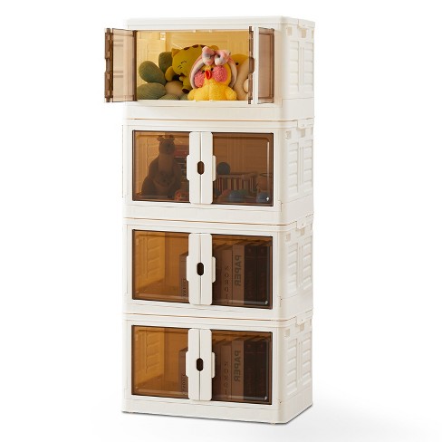 Dometour Stackable Plastic Storage Bins With Lids Foldable Storage ...