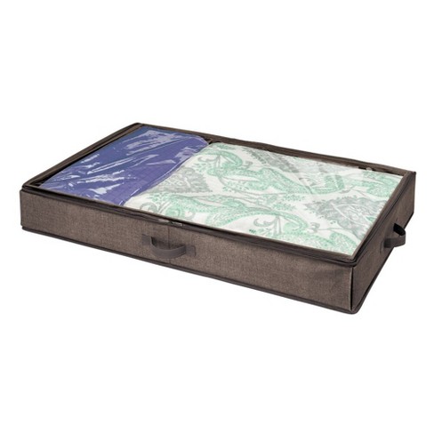 Mdesign Fabric Under Bed Storage Organizer Bag, Zippered Lid : Target
