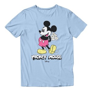 Disney Mickey Mouse Mens Mouse Flowers T Shirt - Light Blue - Small ...