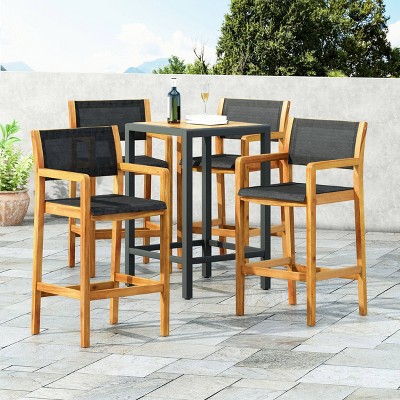 Fairfax 4pk Acacia Wood Bar Stools - Teak/black - Christopher Knight ...