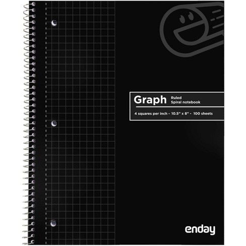 Enday 100 Ct Quad-ruled Spiral Notebook, Black : Target