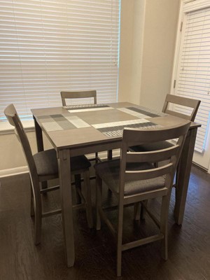 Set Of 5 Bridson Counter Height Dining Table And Barstools Gray ...