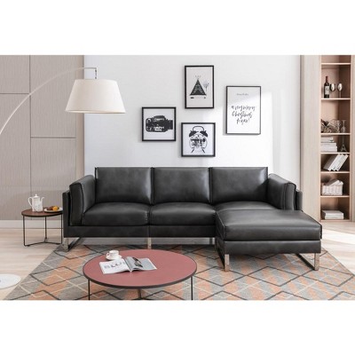 Mibasics Dancesky Transitional L Shaped Reversible Sofa Sectional Dark ...