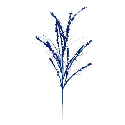 Vickerman 33" Blue Ball And Coin Glitter Twig Spray, 6 Per Bag. : Target
