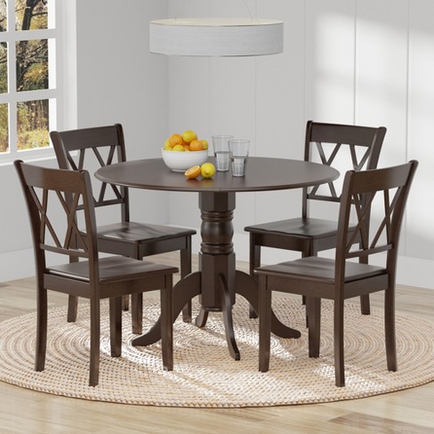 Glenwillow Home 42" Round Double Drop-leaf Dining Table + Double X-back ...