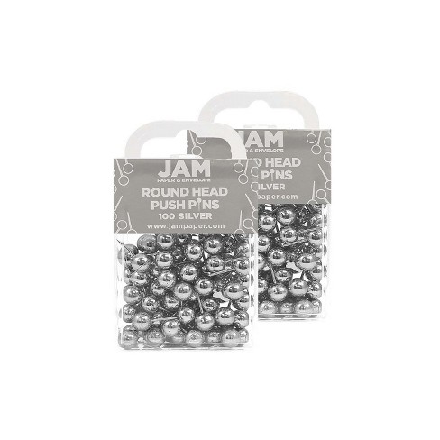 Jam Paper Colored Map Thumb Tacks Silver Round Head Push Pins 2 Packs ...