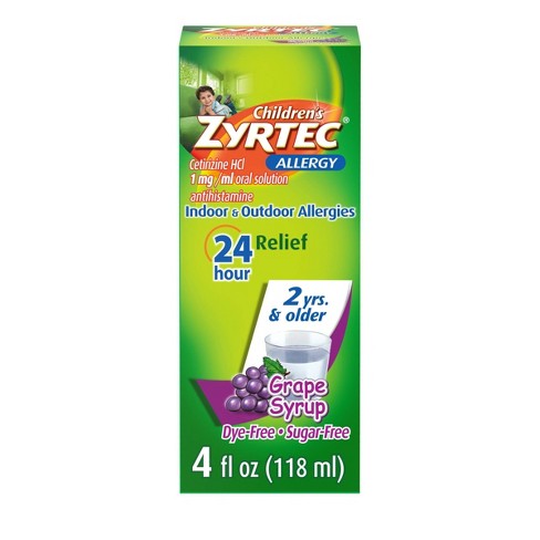 Children's Zyrtec 24 Hour Allergy Relief Syrup - Grape - Cetirizine - 4 ...