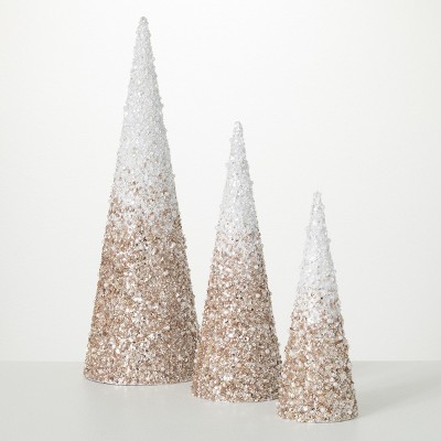 Sullivans 11.5", 14.75" And 20" Beaded Cone Tree - Set Of 3, Christmas ...