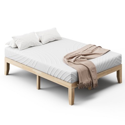 Costway Full Size Wood Bed Frame & Memory 8'' Foam Mattress Set ...