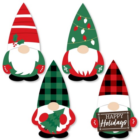 Big Dot Of Happiness Red And Green Holiday Gnomes - Diy Shaped ...