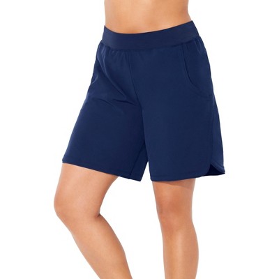 Swimsuits For All Women's Plus Size Quick-dry Petal Hem Short - 8, Navy ...