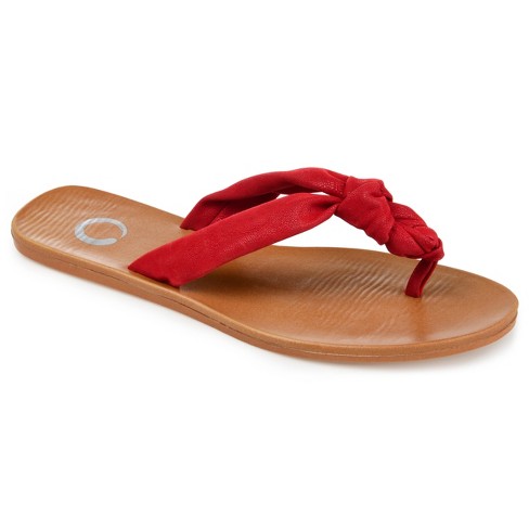 Journee Collection Womens Brindle Flip Flop Flat Sandals Red 7.5 : Target