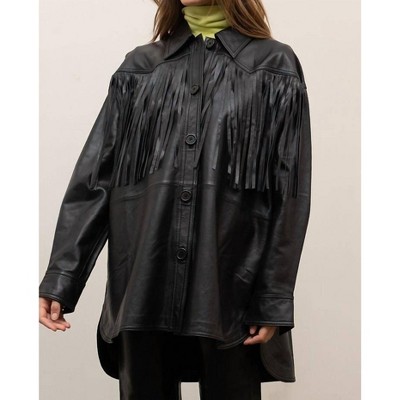 Women's Faux Leather Fringe Jacket - Moon River M : Target