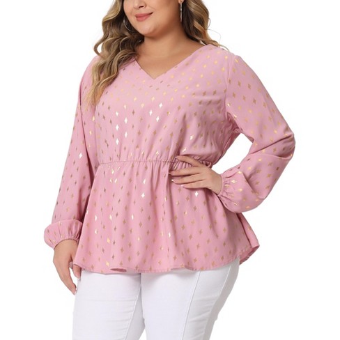 Grace & Grandeur Women's Plus Size gorgeous Gold Geometric Print ...