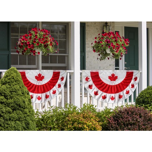 Canadian Maple Leaf 48" X 24" Pleated Bunting With Brass Grommets ...