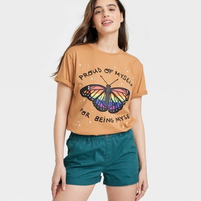 Pride Adult Short Sleeve 'proud Butterfly' T-shirt - Tan S : Target