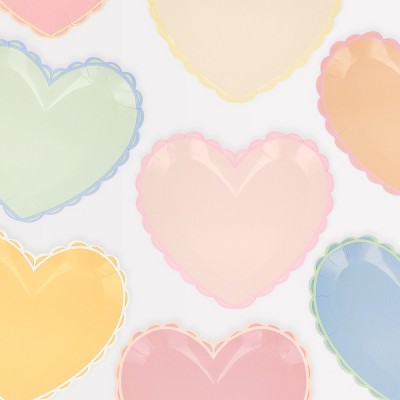 Meri Meri Pastel Heart Large Plates (pack Of 8) : Target