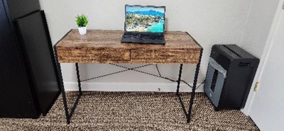 Costway Computer Desk Metal Frame Study Table Home Office Workstation W ...