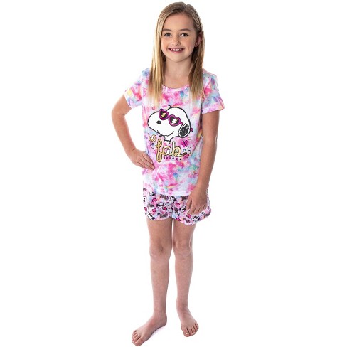 Peanuts Girls' Snoopy So Fab Tie Dye Pajamas Shirt And Shorts Pajama Set Tie-dye : Target