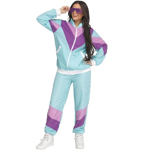 Fun World Cool Blue 80's Track Suit Adult Costume : Target