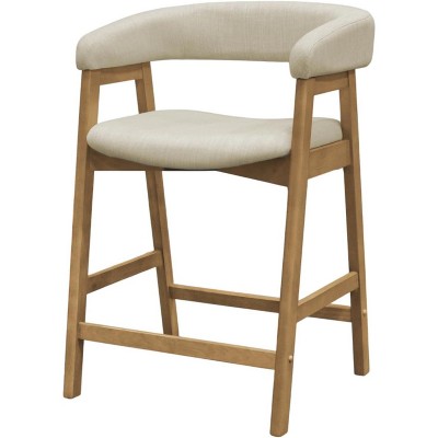 HomeStock 34 in.H Clear Finish Low Back Wood Frame Barstool Polyester ...