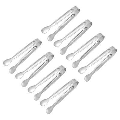 Unique Bargains Tea Party Stainless Steel Silver Mini Ice Cube Tongs 3 ...