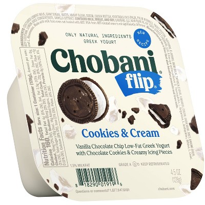 Chobani Flip Cookies & Cream Low Fat Greek Yogurt - 4.5oz : Target