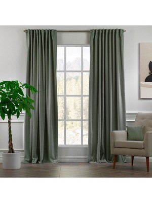 Towels Beyond Extra Long Room Darkening Faux Velvet Curtain Panels Set ...